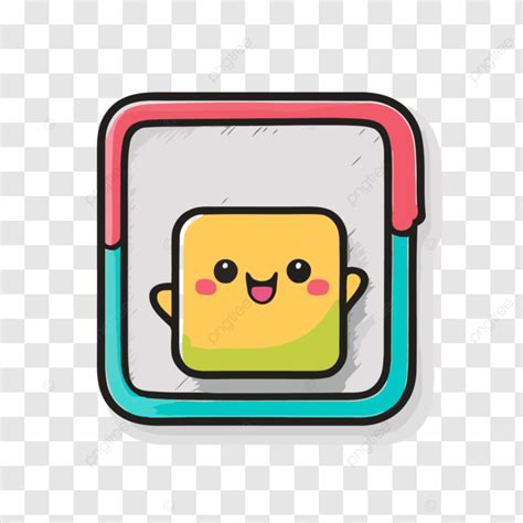 귀여운 사각형 모양의 에나멜 핀 벡터 흰색 배경에 귀여운 스티커의 단순한 다채로운 아이콘 그림자 없음 작은 프레임 중앙 Png 일러스트 및 벡터 에 대한 무료