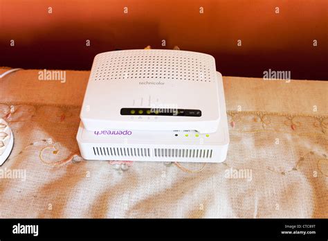 Fibre Optic Fiber Broadband With Bt Openreach Modem And Technicolor Lan Wi Fi Internet Ethernet