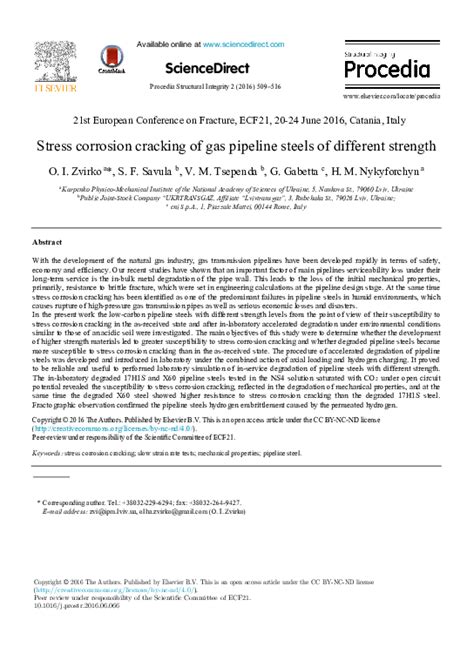 Pdf Stress Corrosion Cracking Of Gas Pipeline Steels Of Different