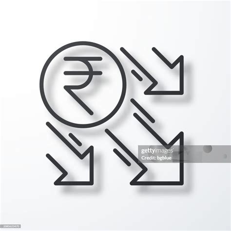 Indian Rupee Decrease Line Icon With Shadow On White Background High Res Vector Graphic Getty