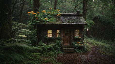 Tiny Little House Built Under A Tree In The Forest Photo  Free