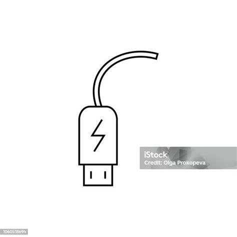 充電插頭線性圖示充電插頭概念行程符號設計薄圖形元素向量圖 白色背景上的輪廓圖案 Eps 10向量圖形及更多usb線圖片 Istock