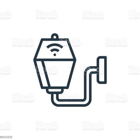 스마트 홈 개념에서 벽 램프 아이콘 벡터 벽 램프 편집 가능한 스트로크의 얇은 선 그림 웹 및 모바일 앱 로고 인쇄 미디어에 사용할 벽 램프 선형 기호 0명에 대한 스톡