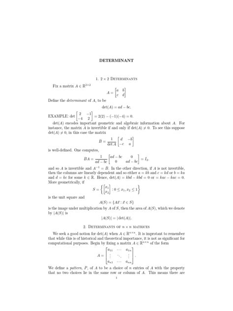A A A B C D A A Ad Bc Determinant Pdf Determinant Matrix