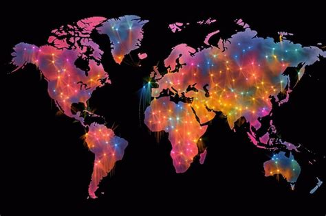 Premium Ai Image Luminous Led Panel With Colorful World Map