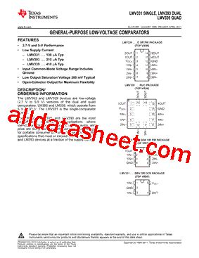 LMV339 Datasheet PDF Texas Instruments