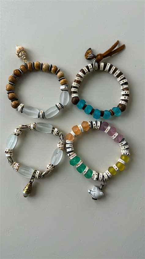Beach Bone Sweet And Stone Ooak Boho Stretch Stack Everyday Earthy Fun