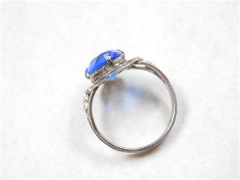 Art Deco Sterling Silver Blue Glass Ring From Arnoldjewelers On Ruby Lane