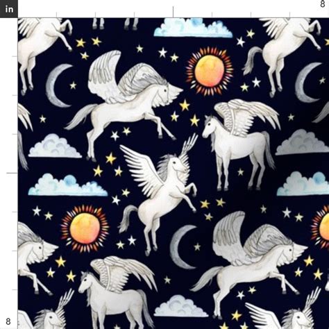 Pegasus Fabric Pegasus Son Of Poseidon By Tangerine Tane Etsy