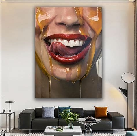 Woman Sticking Her Tongue Out Canvas Wall Art Canvas Design Ready To