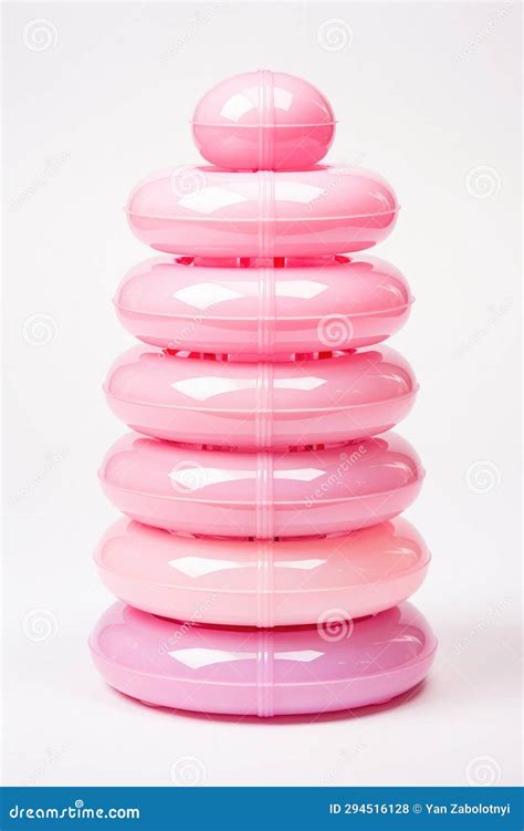 Pink Toy Toy Stacking Rings White Background Stock Illustration