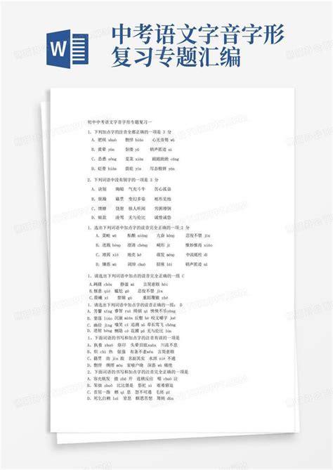 中考语文字音字形复习专题汇编Word模板下载 编号qnjbgjkn 熊猫办公