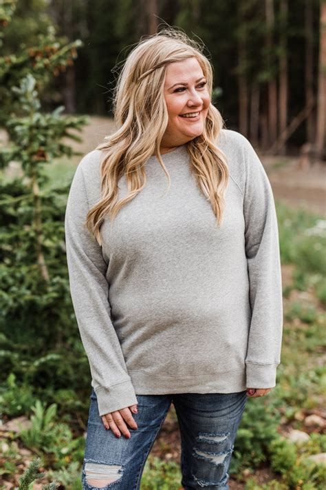 Pulse Basics Crew Neck Pullover Heather Gray The Pulse Boutique