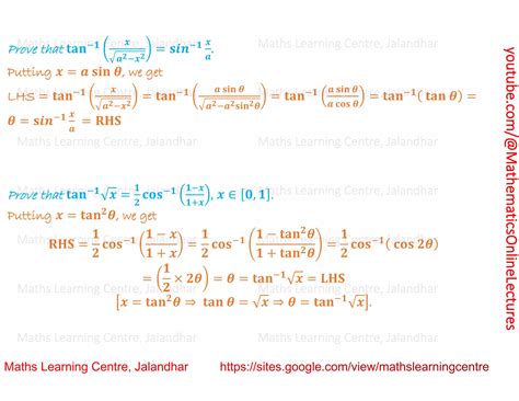 Class 12 Chapter 2 Inverse Trigonometric Functions Problems Based On