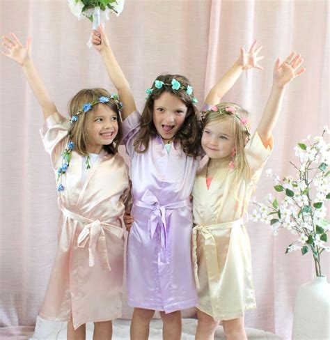 Custom Satin Flower Girl Robe Bridal Robe In White Burgundy Navy