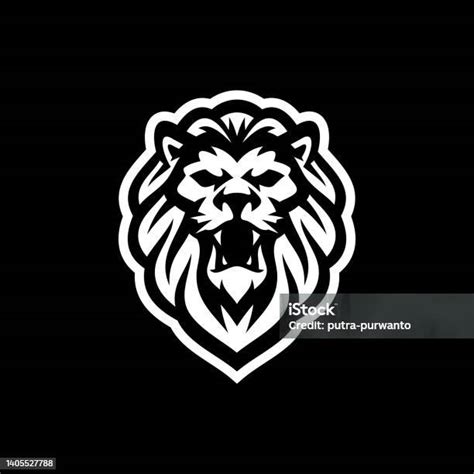 화가 나는 사자 머리 라인 아트 또는 실루엣 로고 디자인 어두운 배경에 사자 얼굴 벡터 일러스트 레이 션 사자에 대한 스톡 벡터 아트 및 기타 이미지 Istock