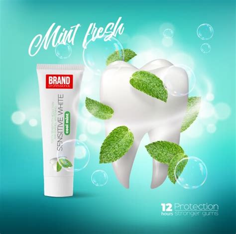 Toothpaste Background Dental Poster Design Mint Vector Image