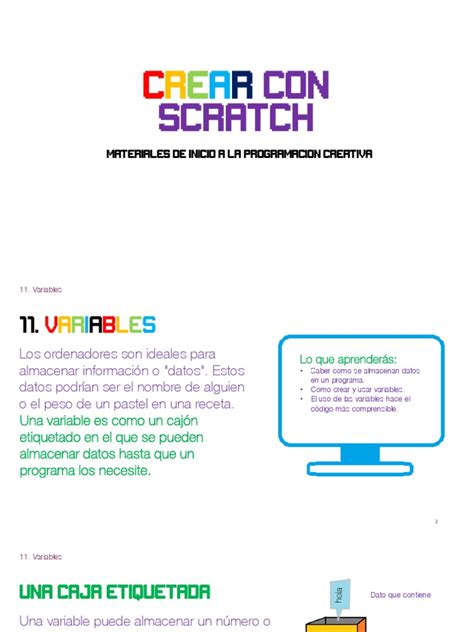 Crear Con Scratch Variables Pdf Scratch Lenguaje De Programación