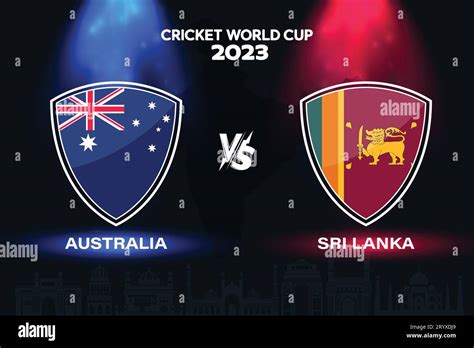 Australia Vs Sri Lanka International Cricket Flag Badge Design On