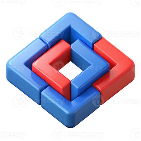 Magnificent Energetic Tropical Interlocking Geometric Squares Crisp Edges Flat Blue And Red