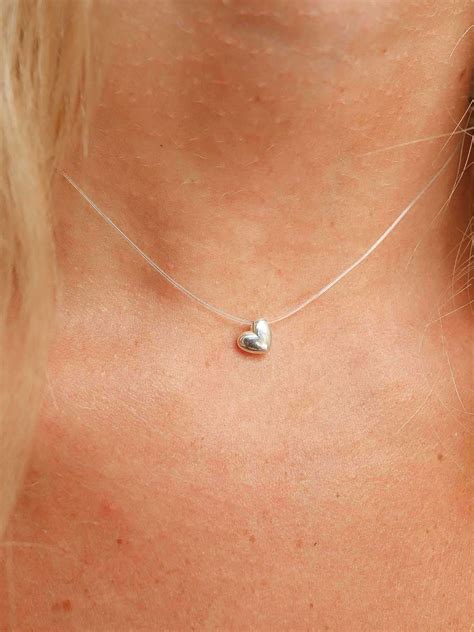 Alma My Love Silver Heart Clear Silicon Necklace
