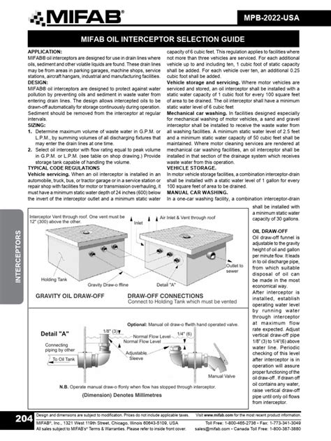 Mifab 10us Gpm Oil Interceptor Pdf Water Storm Drain
