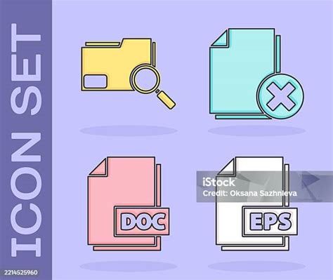 Set Eps File Document Search Concept With Folder Doc File Document And