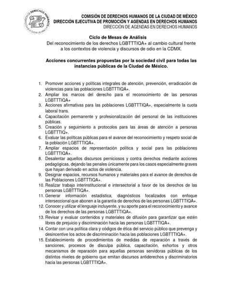 Acciones Concurrentes Propuestas Por La Sociedad Civil A Las Instancias