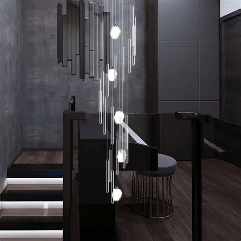 Lámpara Colgante De Racimo Moderna De Gran Tamaño Lámpara Colgante De Cristal Escalera Dúplex