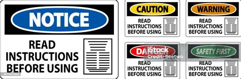 Caution Machine Sign Read Instructions Before Using Stock Illustration Download Image Now Istock