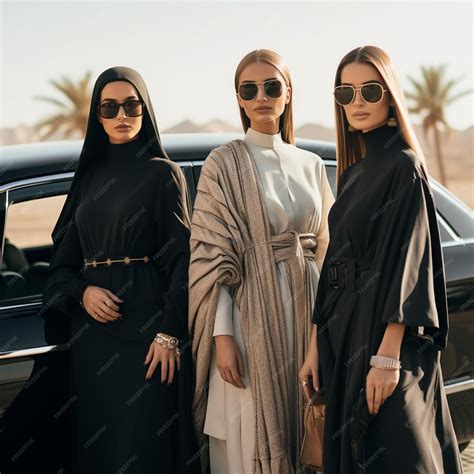 Emirati Women Wearing Elegant Abayas And Hijabs Saudi Women Model