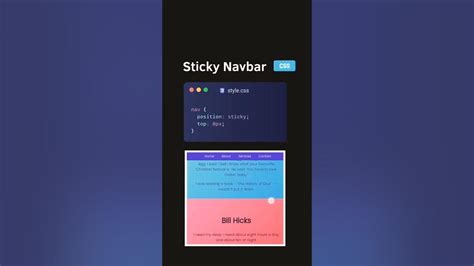 Sticky Navbar Trick Using Position In Css Navbar Stickynavbar Shorts