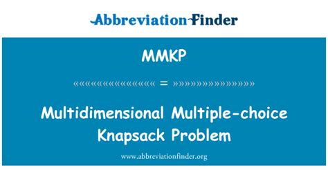 Mmkp Signifie Problème De Sac à Dos à Choix Multiple