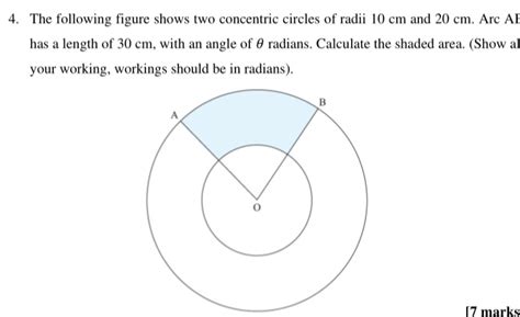 Solved The Following Figure Shows Two Concentric Circles Of Radii Cm And Cm Arc AE Has A