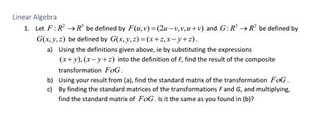Solved Linear Algebra 1 Let F R → Rºbe Defined By F U