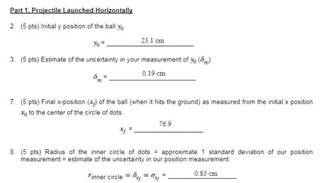 Solved Part Projectile Launched Horizontally Pts Chegg