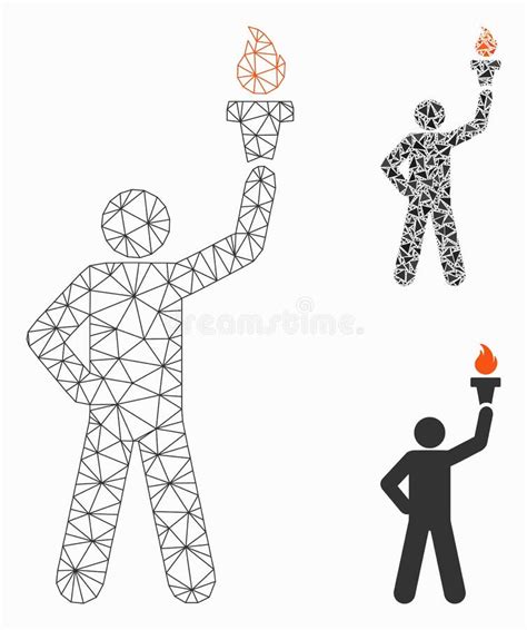 Leader With Freedom Torch Vector Mesh Wire Frame Model And Triangle