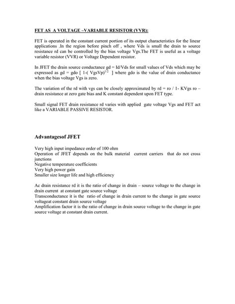 Fet As Voltage Variable Resistor Circuit Diagram