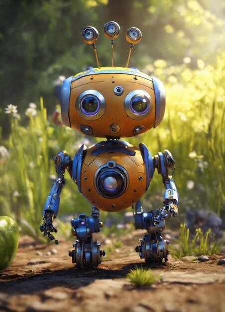 Premium Photo Small Robot Raising Cute