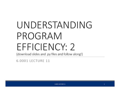 Understanding Program Efficiency Using Python Programming Docsity