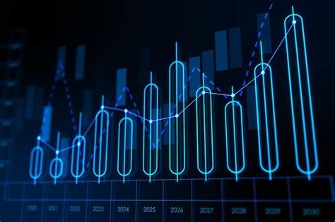 Growing Annual Business Chart Report On Blue Backdrop Analysis And