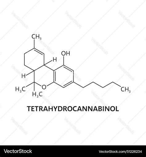 Drug Structure Tetrahydrocannabinol Formula Vector Image