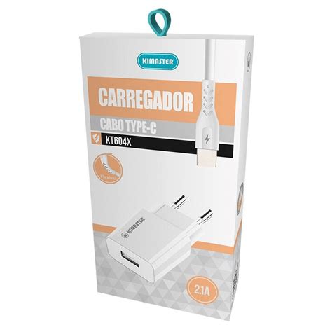 Kit Carregador USB E Cabo Tipo C De A Kimaster KT X WANT IMPORT