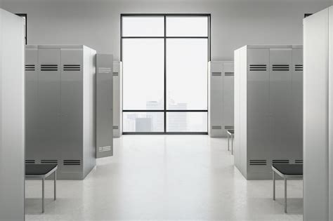 Premium Photo White Locker Room Interior