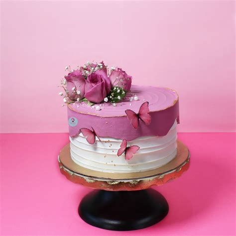Pink Rose And Butterfly Cake