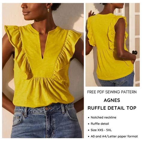 Agnes Ruffle Detail Top Free Pdf Sewing Pattern Free Pdf Sewing Patterns Sewing Patterns