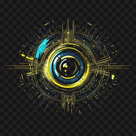Premium PSD Psd Of Cybernetic Eye Borderline Design Neon Lines Style Eye Design Transparent