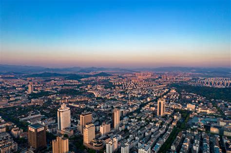 浙江绍兴城市清晨航拍摄影图 包图企业站