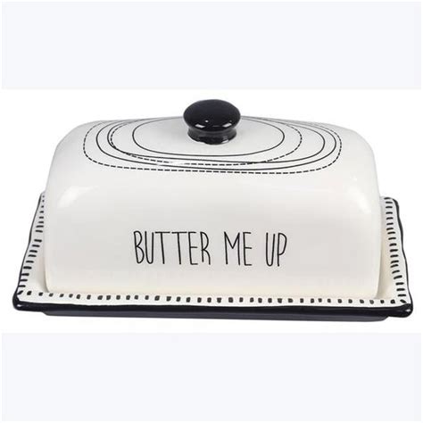 Ceramic Butter Dish With Lid Black And White
