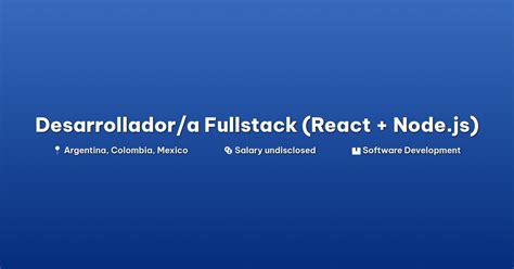 Desarrolladora Fullstack React Nodejs At Aliancers